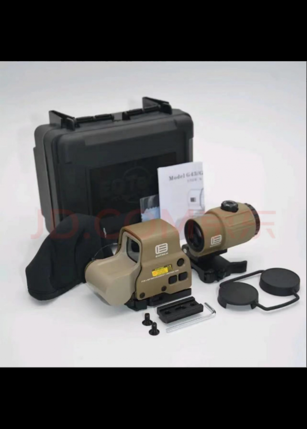 Eotech Markingli 558 Beyaz Camlı Reddot ve G43 4x Magnifier Airsoft Holografig Nişangah Tan Renk