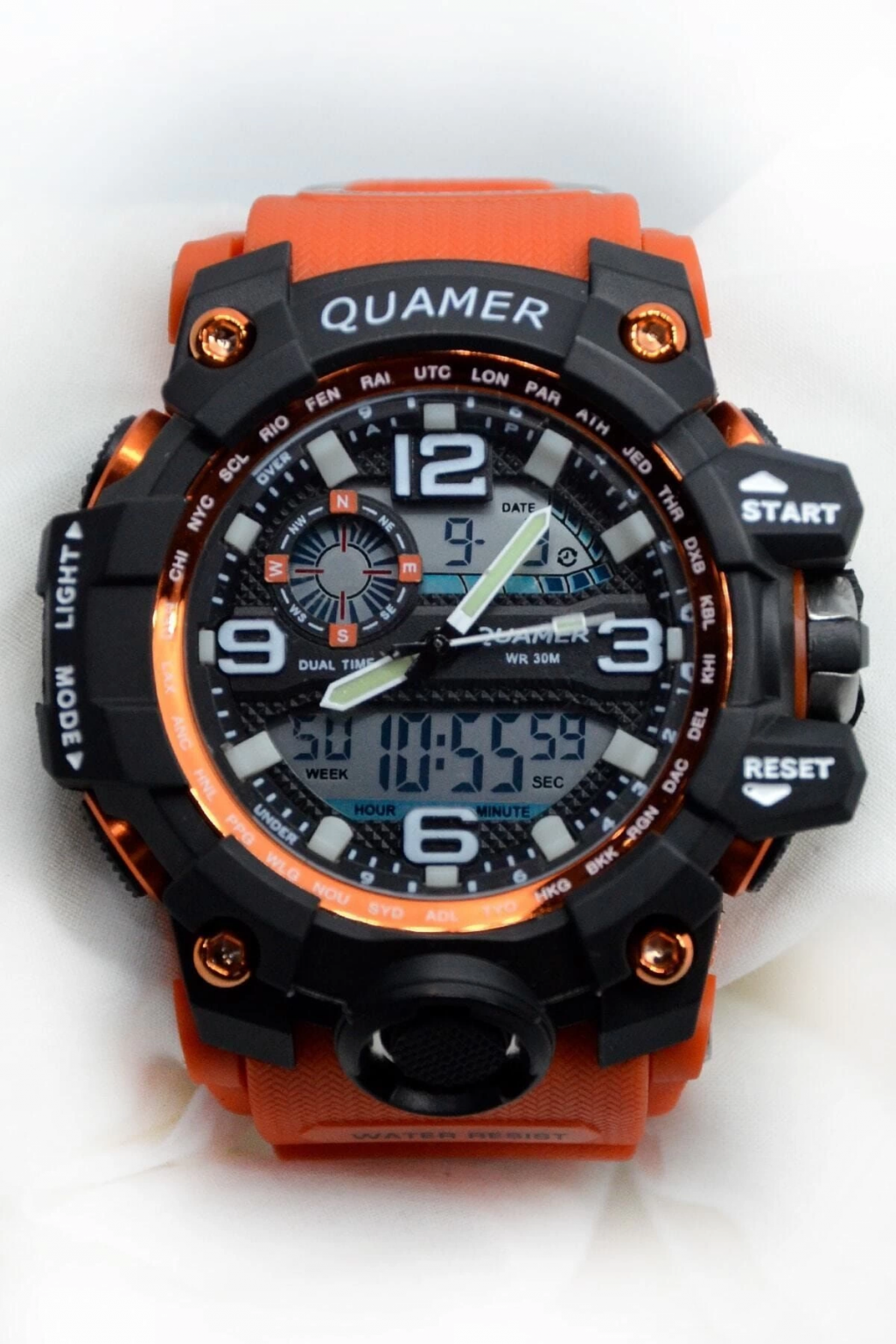 QUAMER Gshock Modeli Turuncu Kol Saati Mens 50M Su Geçirmez SPOR MODEL