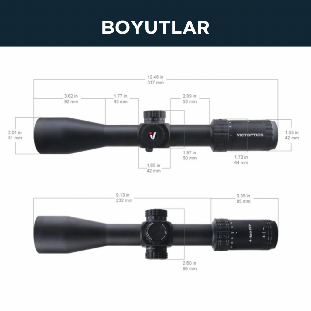 Victoptics S4 4-16X44 FFP PARALAKS TEKERLİ TÜFEK DÜRBÜNÜ OPFF-01