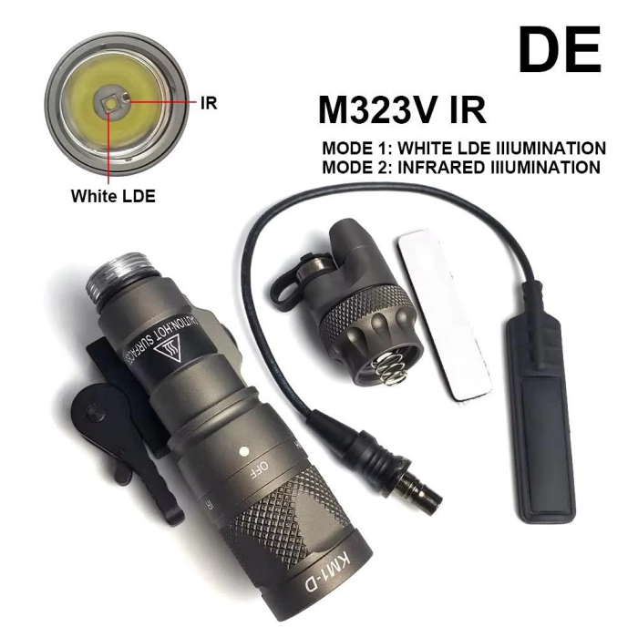 IR Fener Metal M300W Strobe Scoutlight Tüfek Feneri, Avcı Feneri, Silah feneri, Kablolu Metal ...