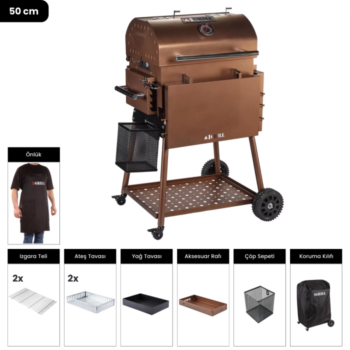 BBQ Hub 515 mm Charcoal Grill (Brown) - IGRILL