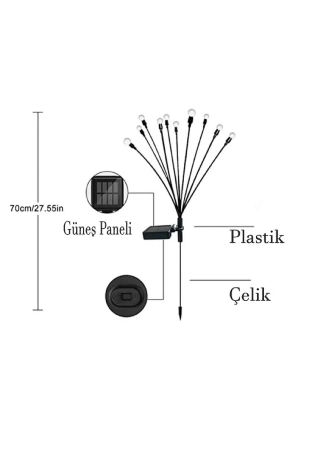 8 Ledli Güneş Enerjili Bahçe Aydınlatma Ateş Böceği Dış Dekoratif Bahçe ...