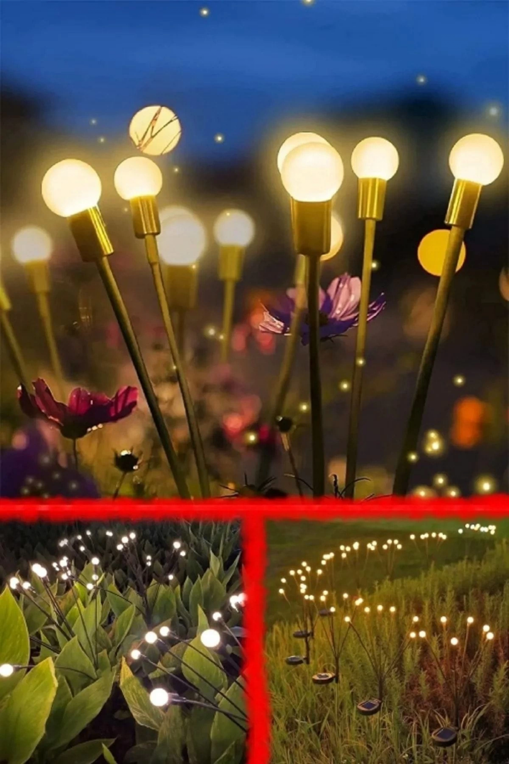 8 Ledli Güneş Enerjili Bahçe Aydınlatma Ateş Böceği Dış Dekoratif Bahçe ...