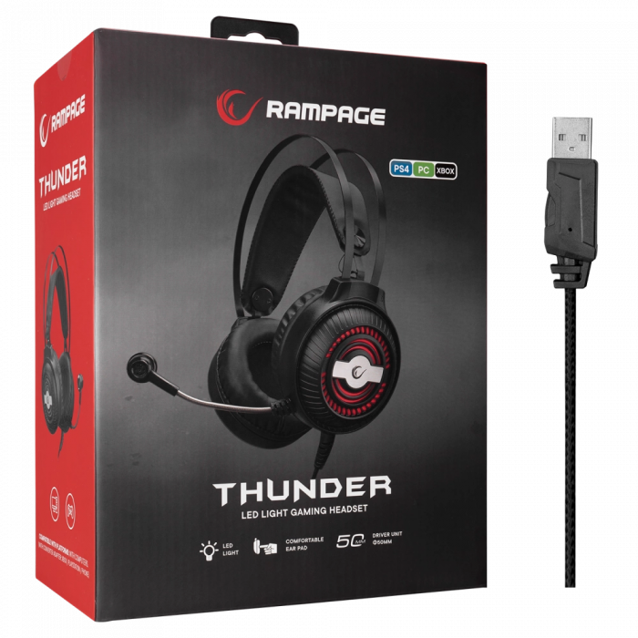 Rampage RM-K29 Thunder Siyah 3.5mm + USB Bağlantı Mikrofonlu Oyuncu ...