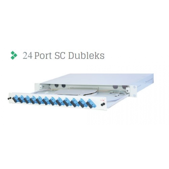 Full Set 24 Fiberli SM SC DX 1U Rack Tipi Fiber Panel