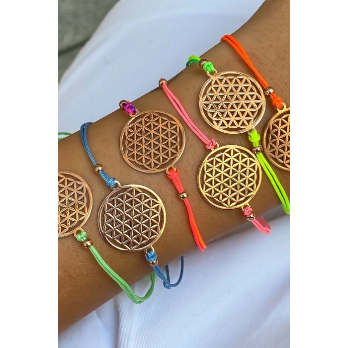 Yaşam Çiçeği Makrome Bileklik - Asil Gümüş Takı