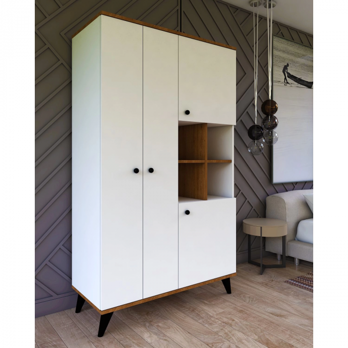 Sıla 4 Kapaklı Askılıklı Raflı Gardırop-Beyaz