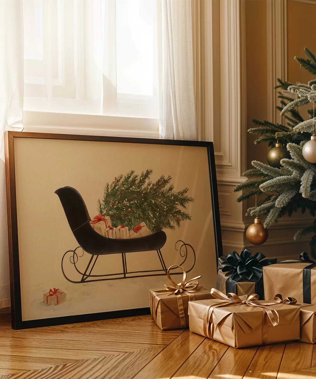 Hediye ve Çam Temalı Yılbaşı Poster Fiyatı - Vogloo.com