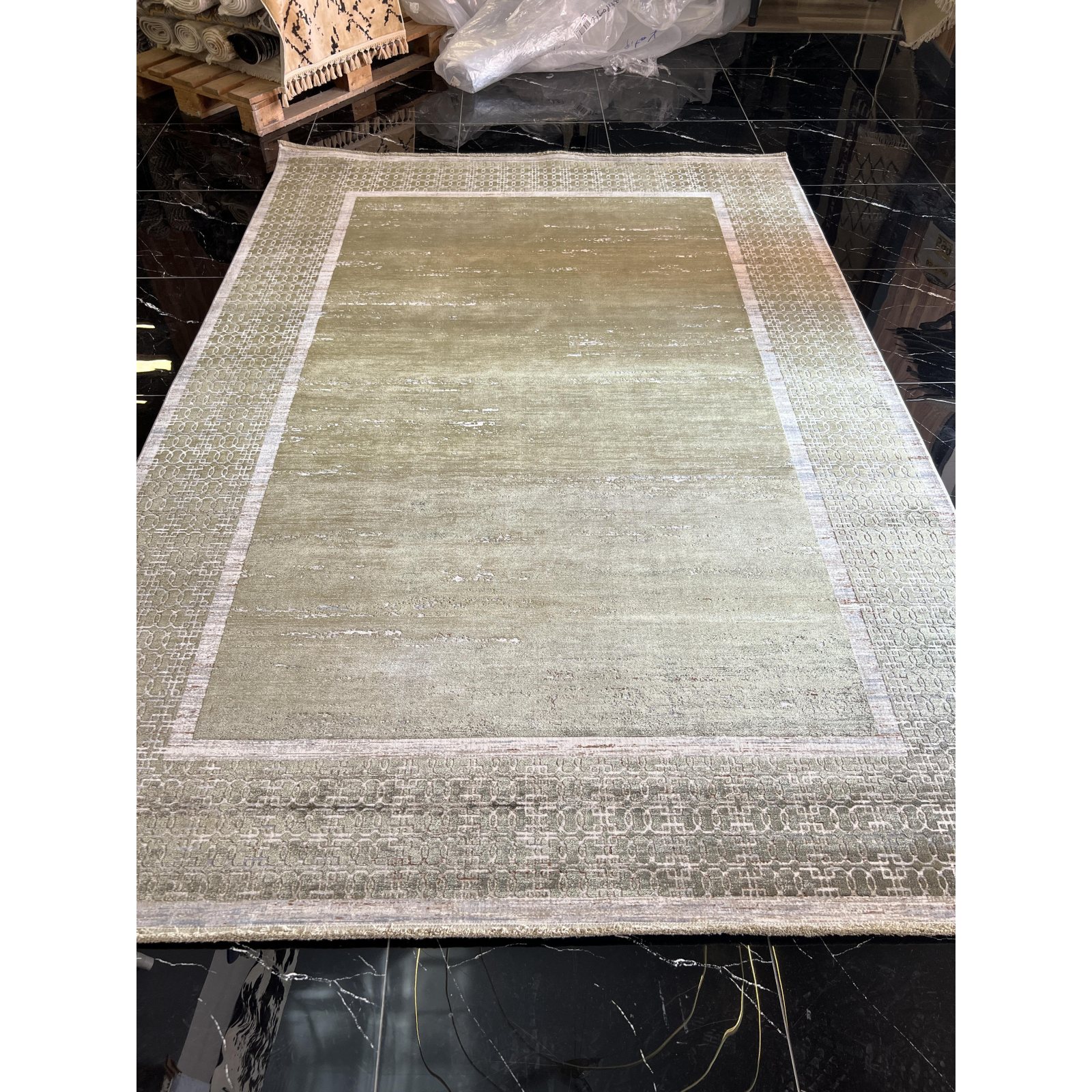 Elexus Halı Halı Diamond 3772 Yeşil Gri Salon Halısı