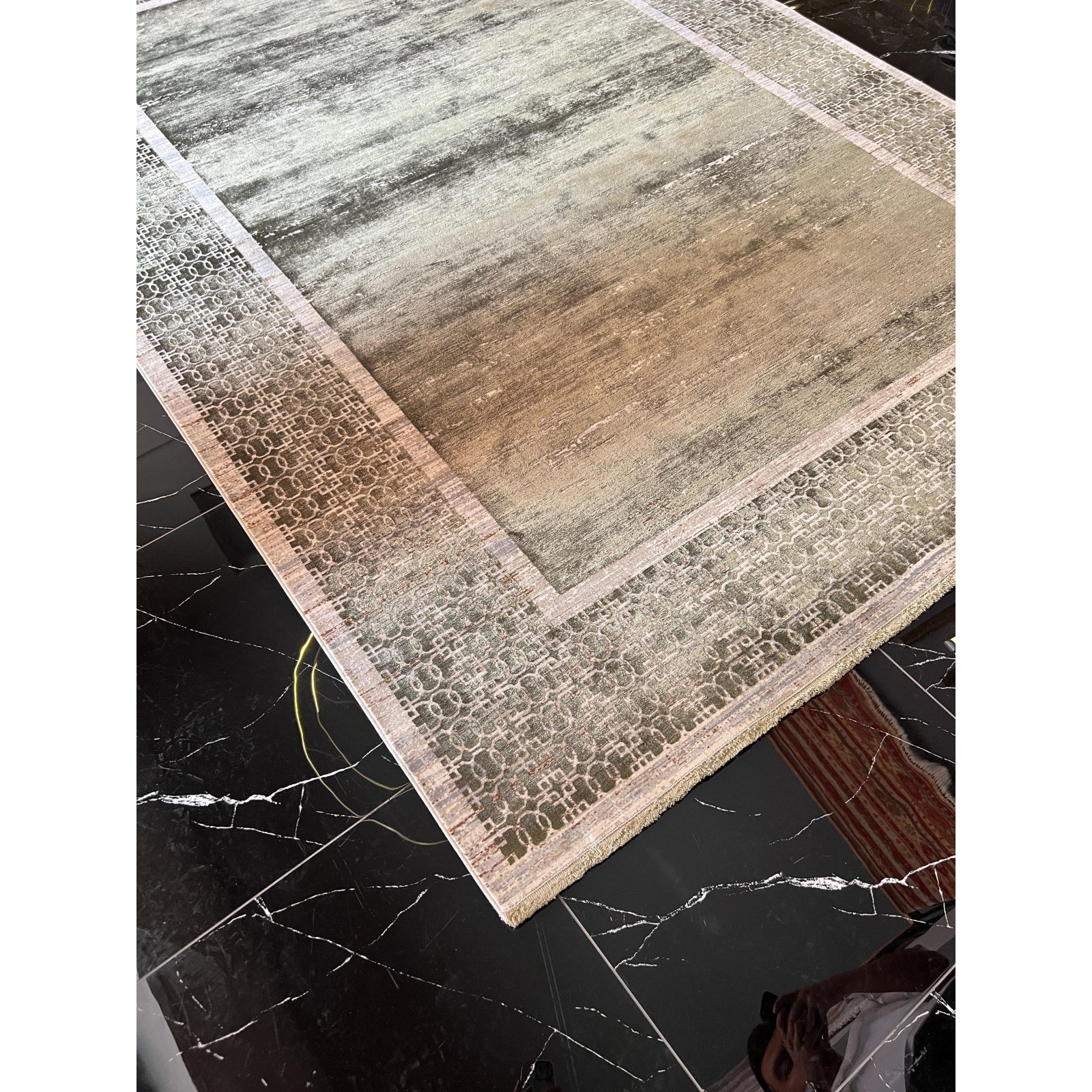 Elexus Halı Halı Diamond 3772 Yeşil Gri Salon Halısı