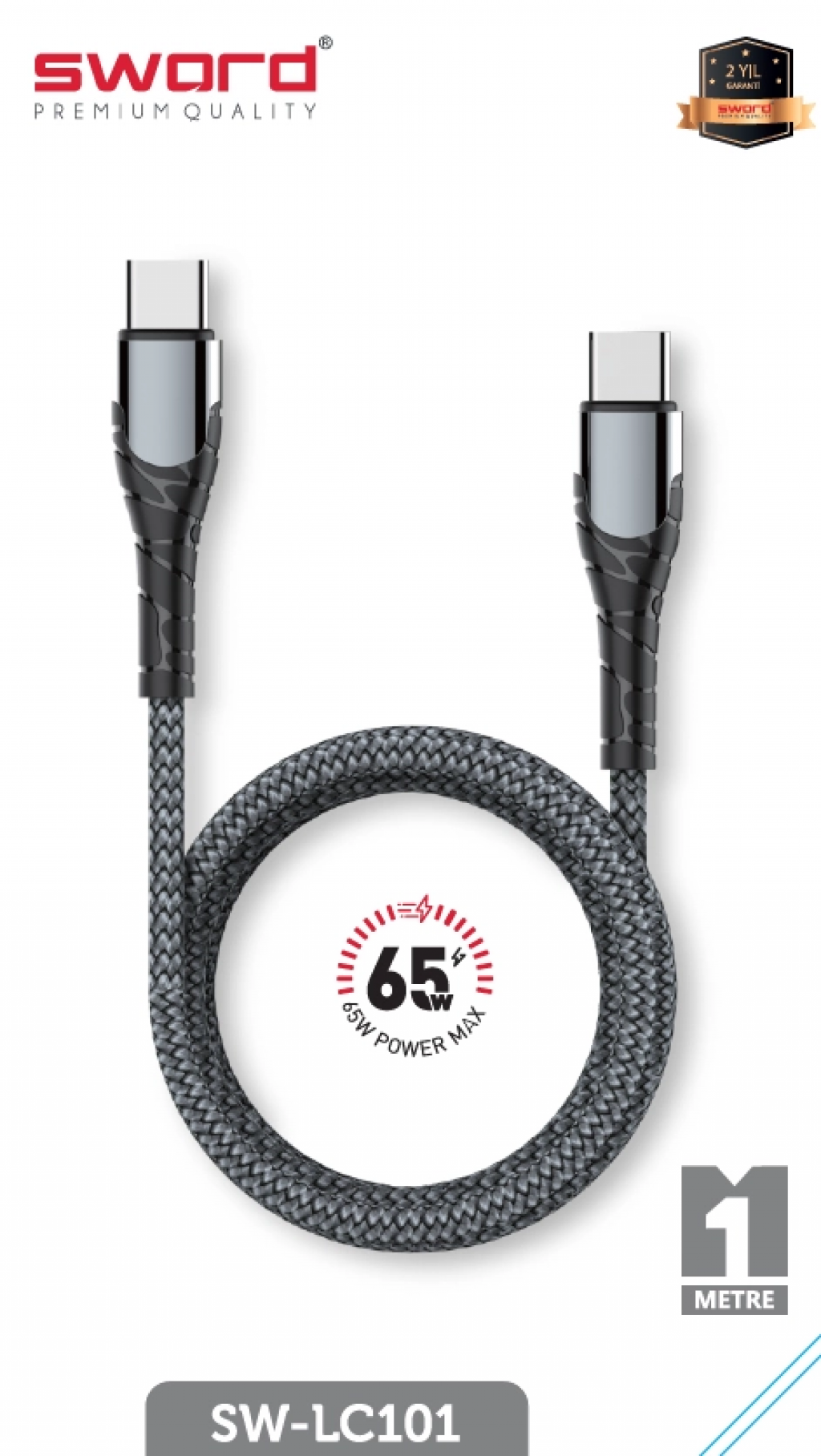 SWORD KABLO SW-LC101 USB-C-TO USB-C GRAY