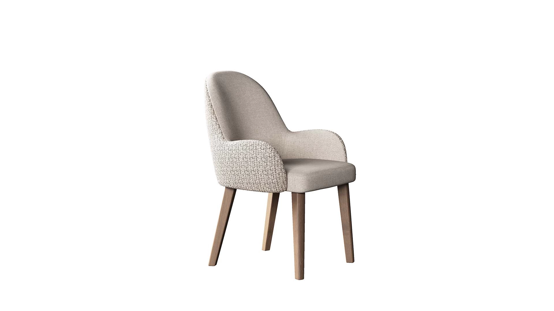 Lucenta Chair - Hittite Walnut Leg - Multicolored Cream Fabric