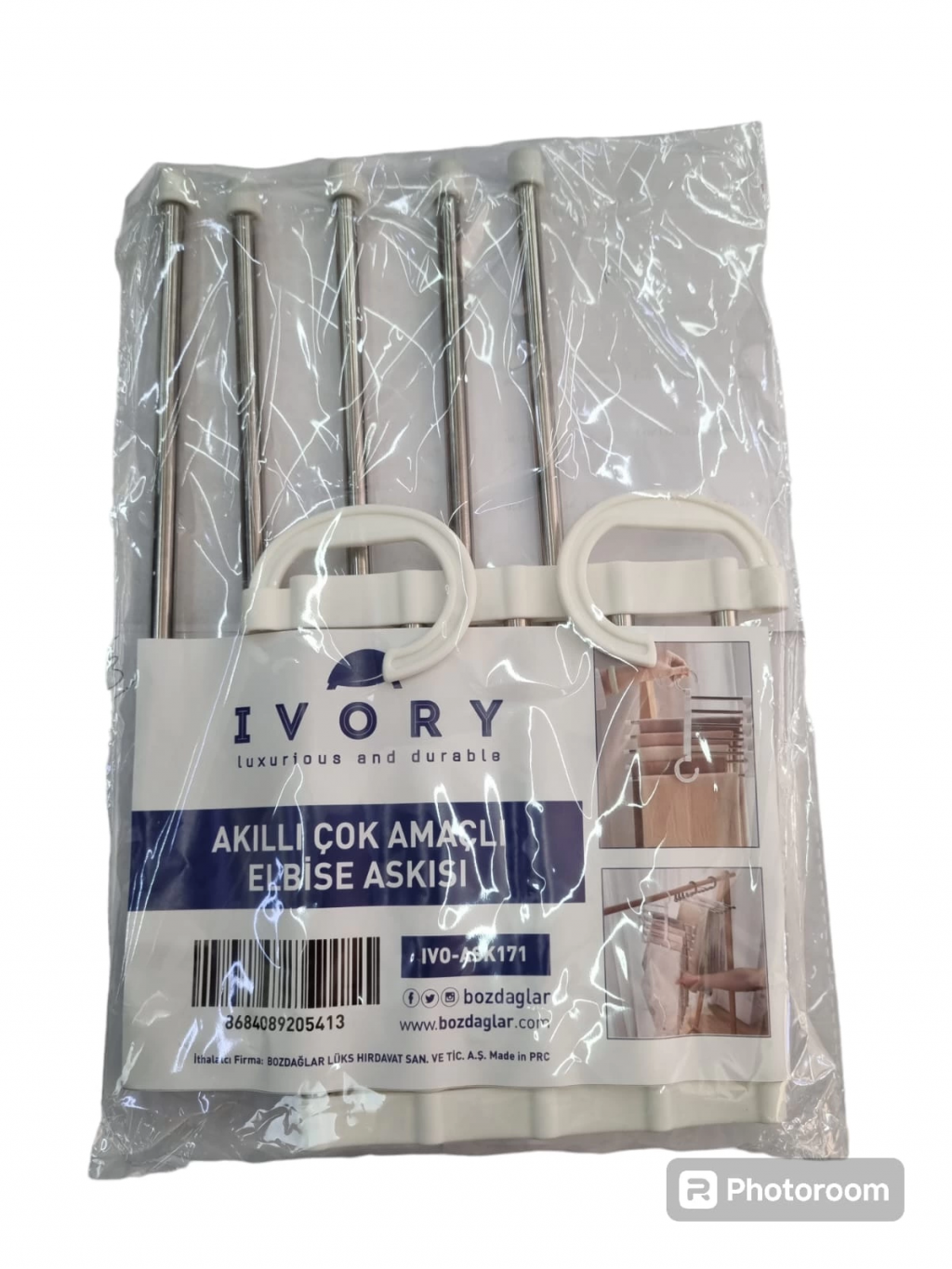 IVORY AKILLI ÇOK AMAÇLI ELBİSE ASKISI ASK-171
