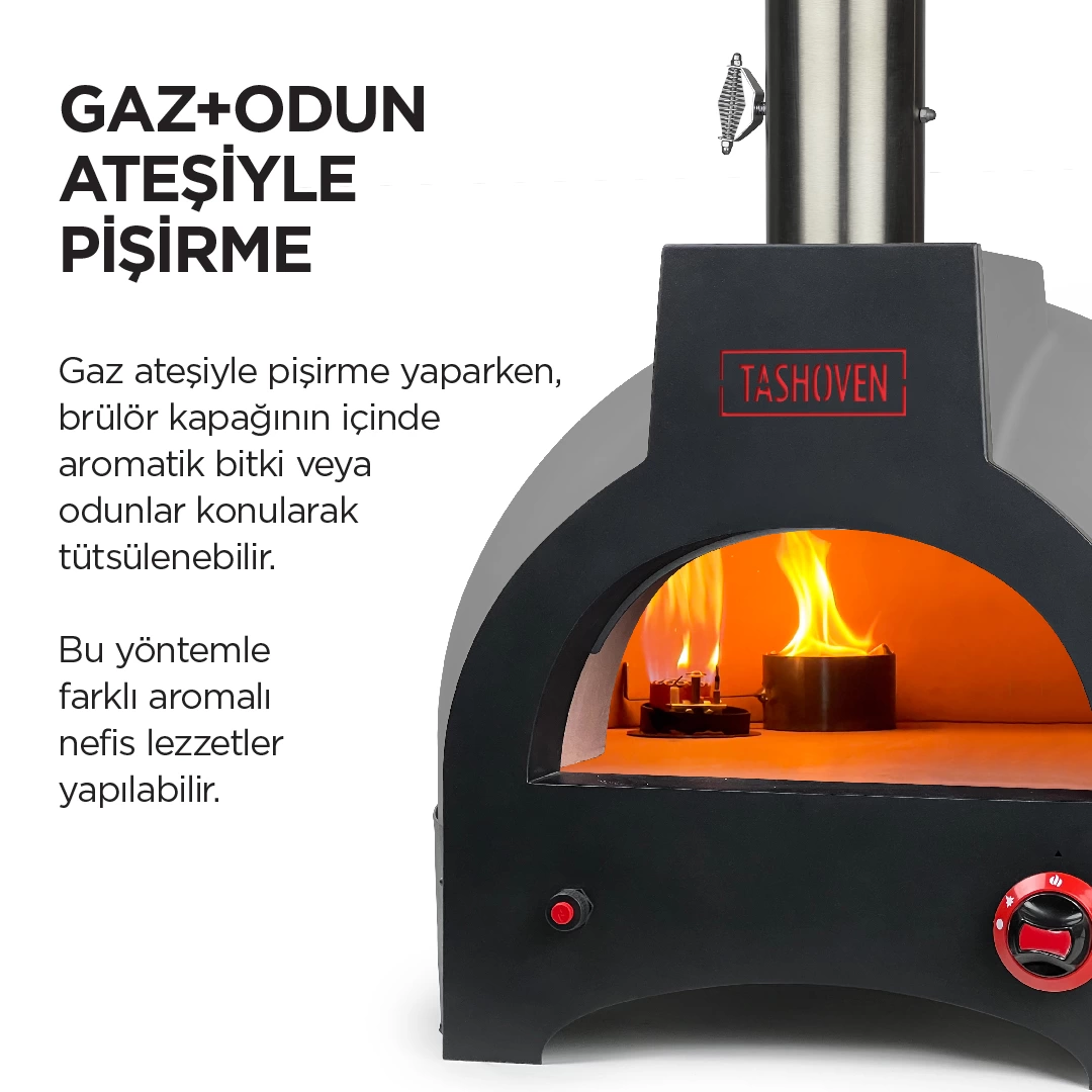 Tashoven Hybrid 50 Gazlı ve Odun Ateşli Taş Fırın - Meaty&Cheesy