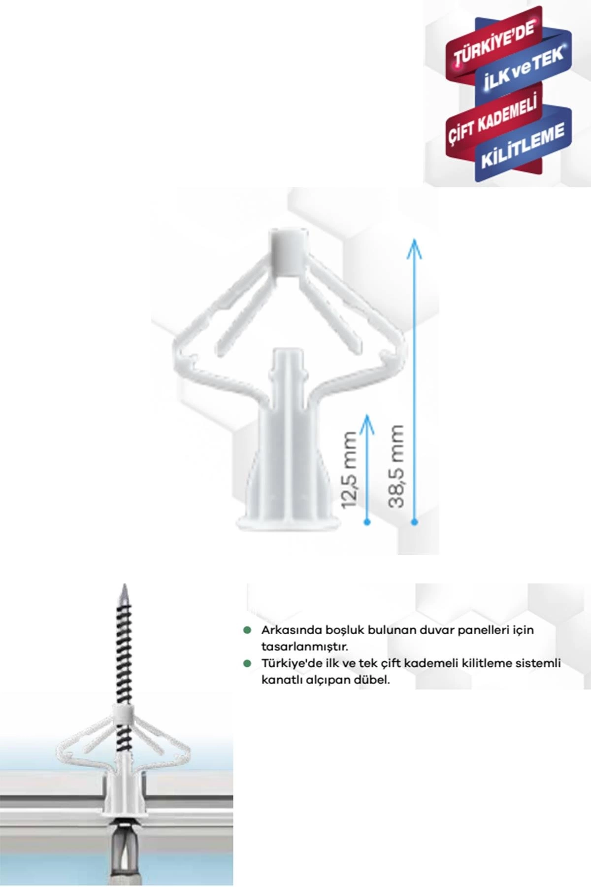 Made Kanatlı Alçıpan Dübeli 3 Mm 50 Adet