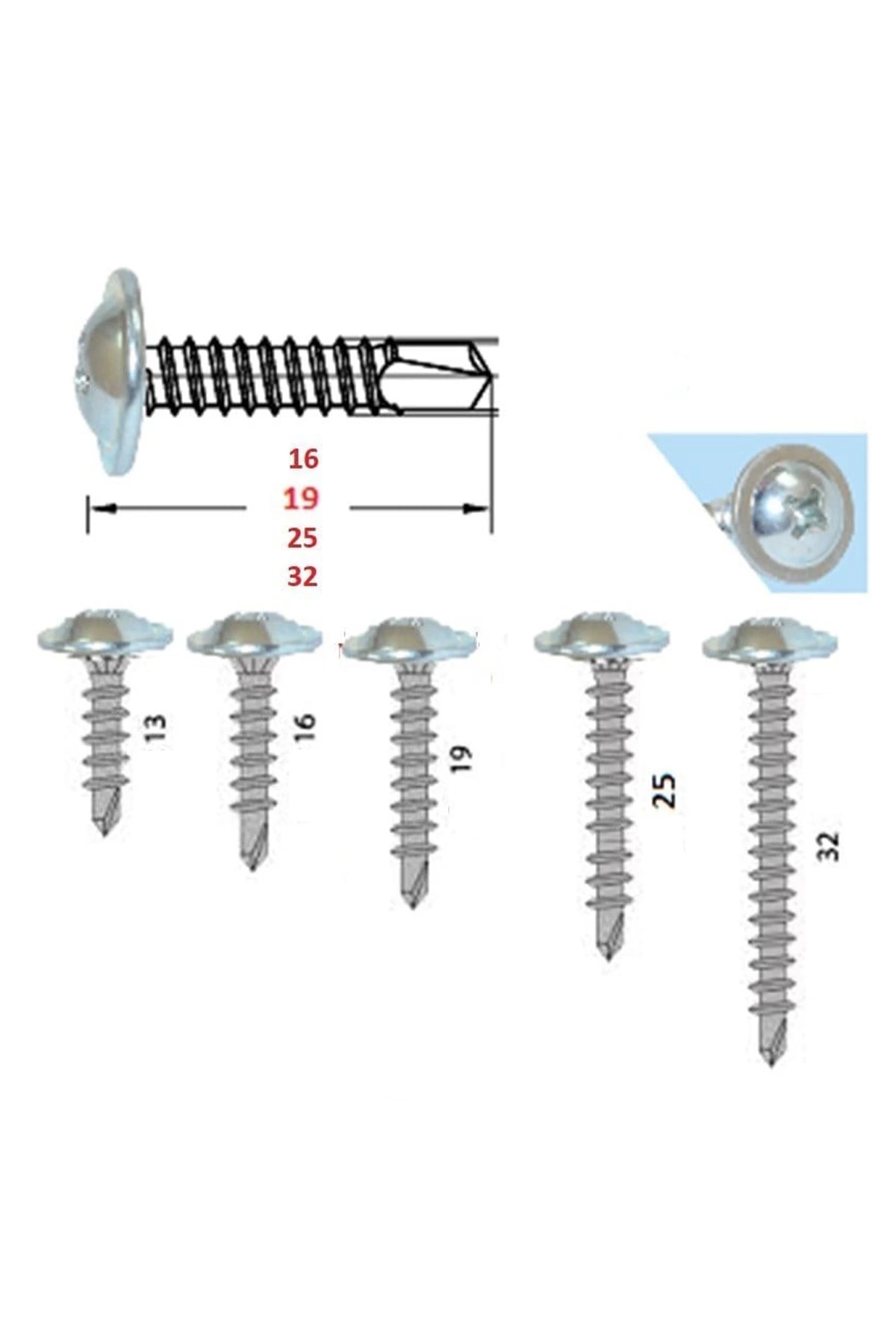 STD Rysb Pul Başlı Akıllı Vida Matkap Uçlu 3.9x16 Kutu 2000 Adet