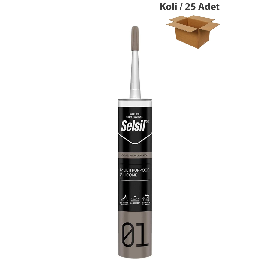 Selsil Genel Amaçlı Şeffaf Silikon 280 Gr Koli 25 Adet