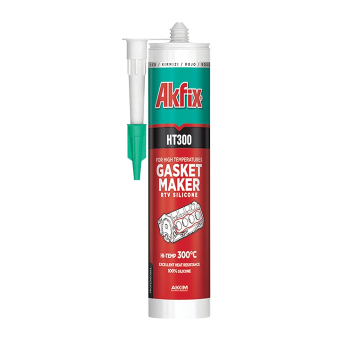 Akfix HT300 Yüksek Isı Silikonu Sıvı Conta 310 Ml Kırmızı