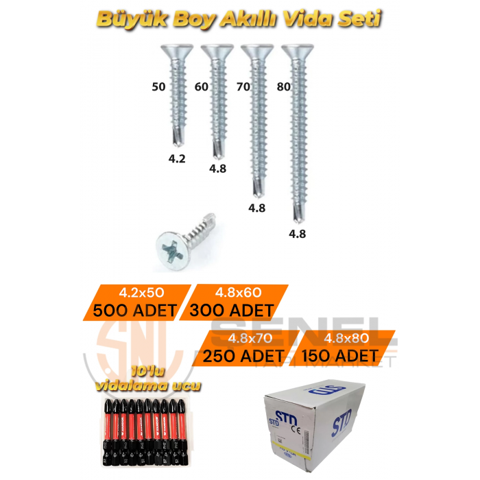 Büyük Boylar Akıllı Vida Seti