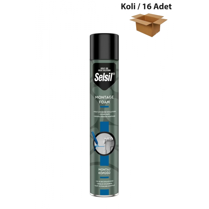 Selsil Poliüretan Köpük Dolgu Montaj Köpüğü 750 Gr Koli 16 Adet