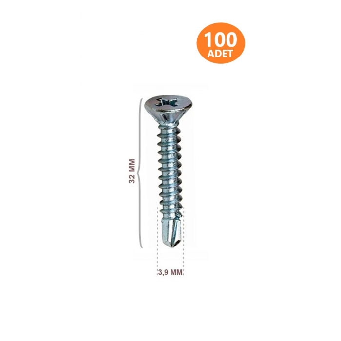 YHB Matkap Uçlu Akıllı Vida 3.9x32 100 Adet